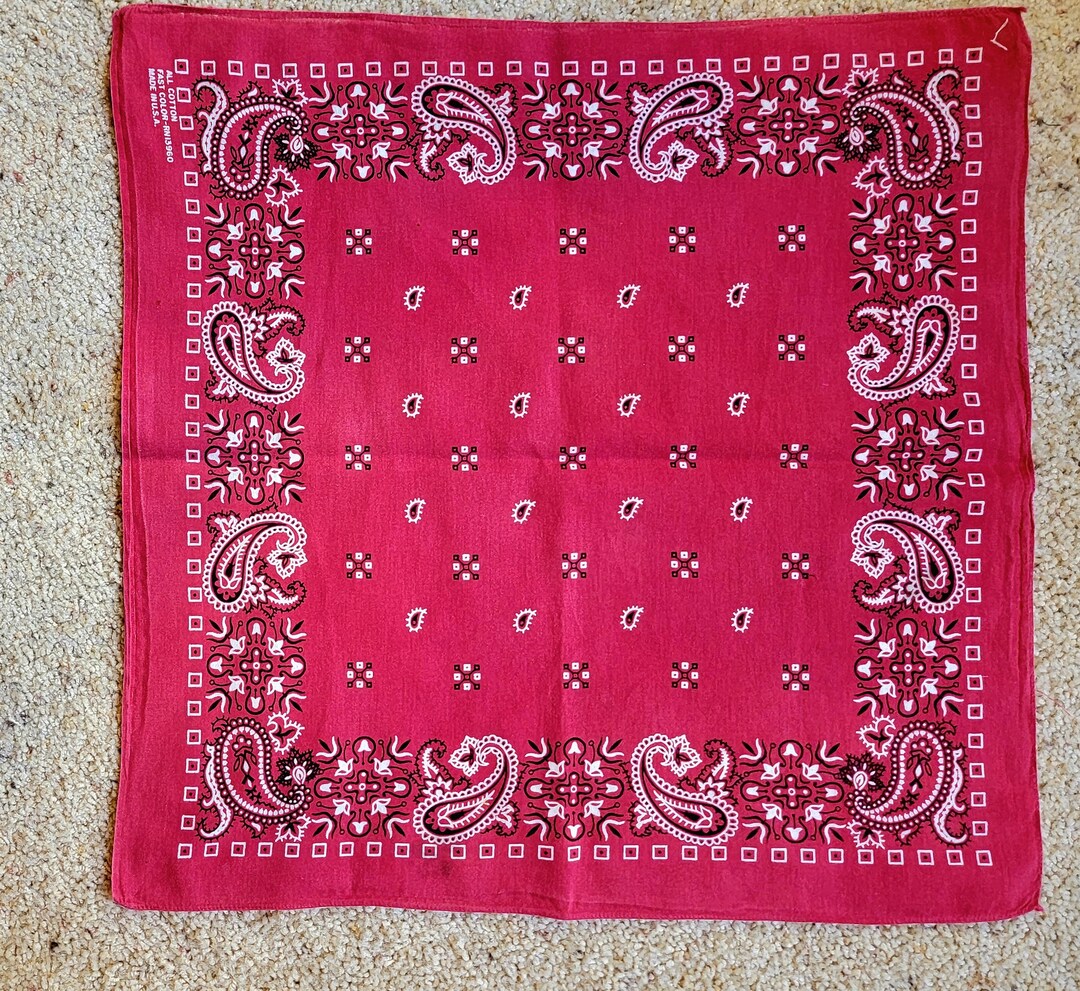 RN 13960 Fast Color 100% Cotton Red Paisley Western Country Bandana ...