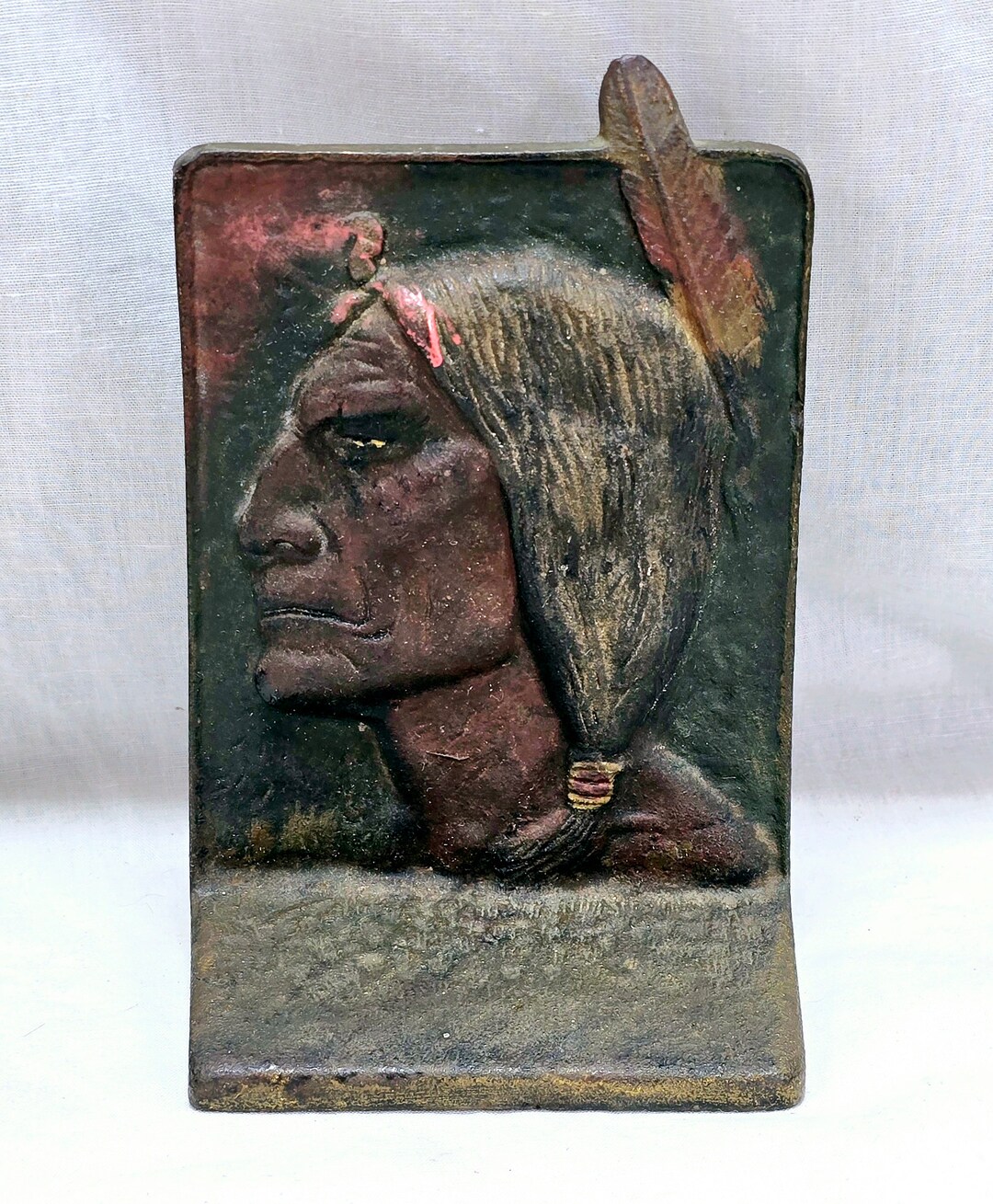 Native American "one Feather" Single Bronze Bookend or Doorstop - Etsy