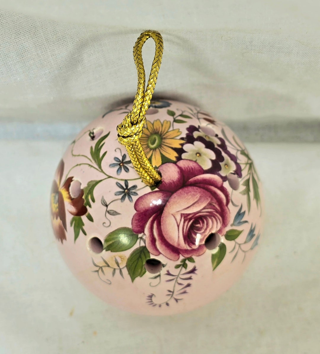Vintage “ye Olde Ceramic Pomander” Pink Floral Ceramic Potpourri, Made ...