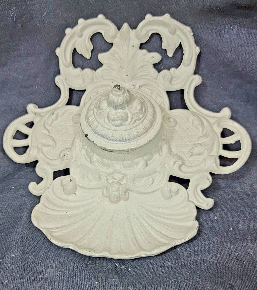 White Cast Iron Ink Well, Ornate Victorian Style - Etsy