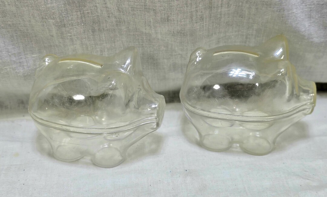 Pair of Vintage Plastic Clear Pig Bank Candy Containers - Etsy