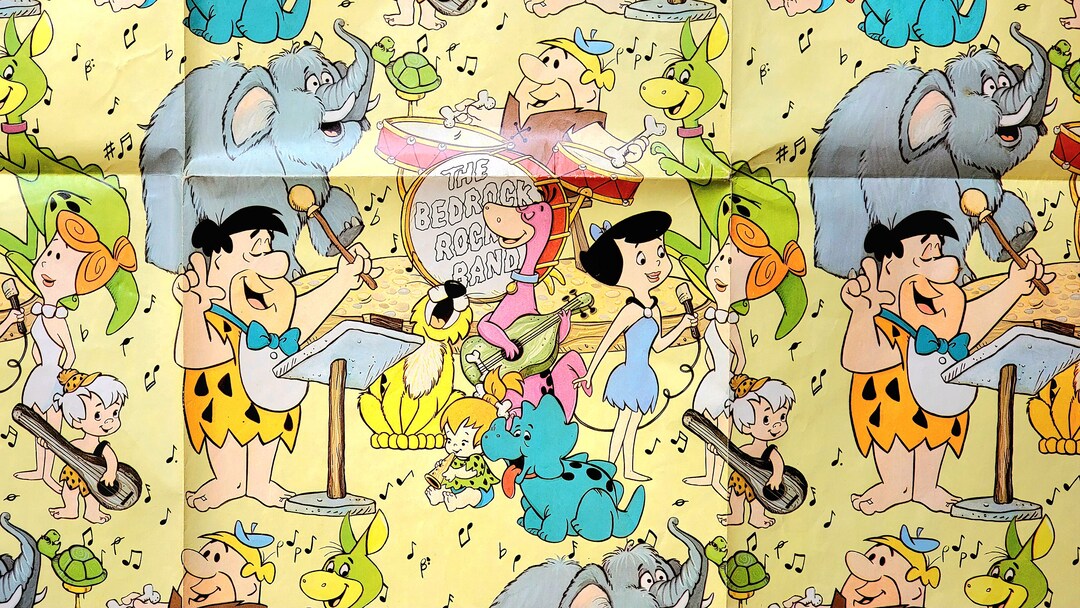 The Flintstones Vintage One Sheet of Wrapping Paper "the Bedrock Rock ...