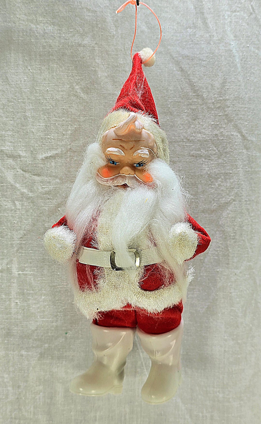 Vintage Christmas Ornament Santa Figure With Rubber Face & Cotton Beard ...