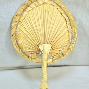 Vintage Woven Fan, Fixed Bamboo and Palm Leaves With Seashells Under ...