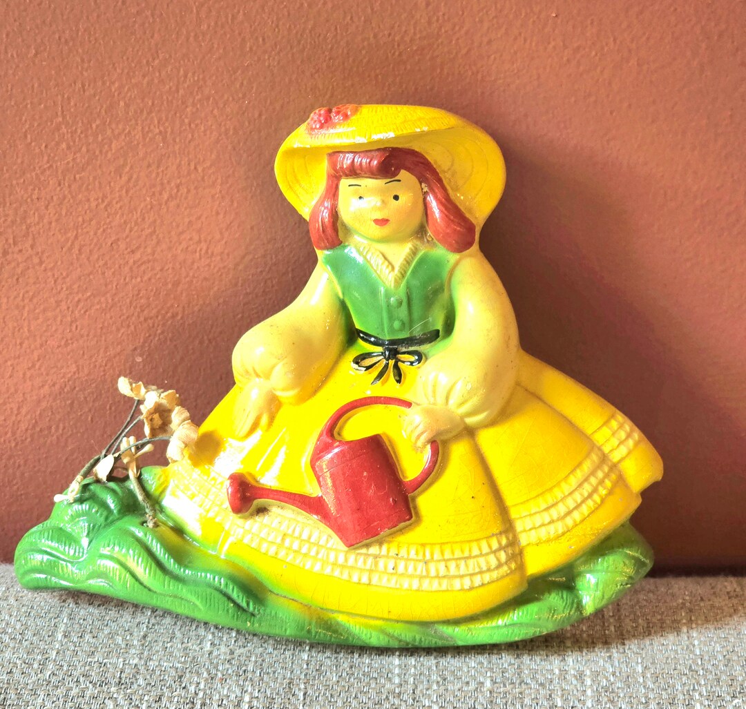 1950s Chalkware Girl Gardener Wall Plaque Hanging Chalk - Etsy