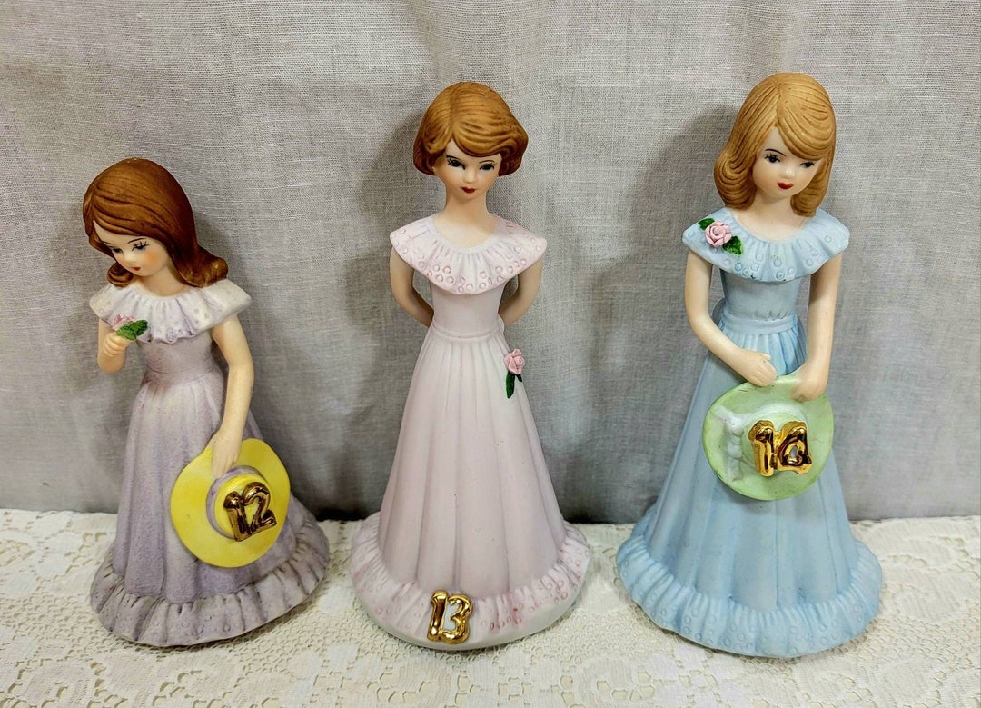 Lot of 3 Growing up Girl Birthday Figurines, 12 13 and 14 - Etsy