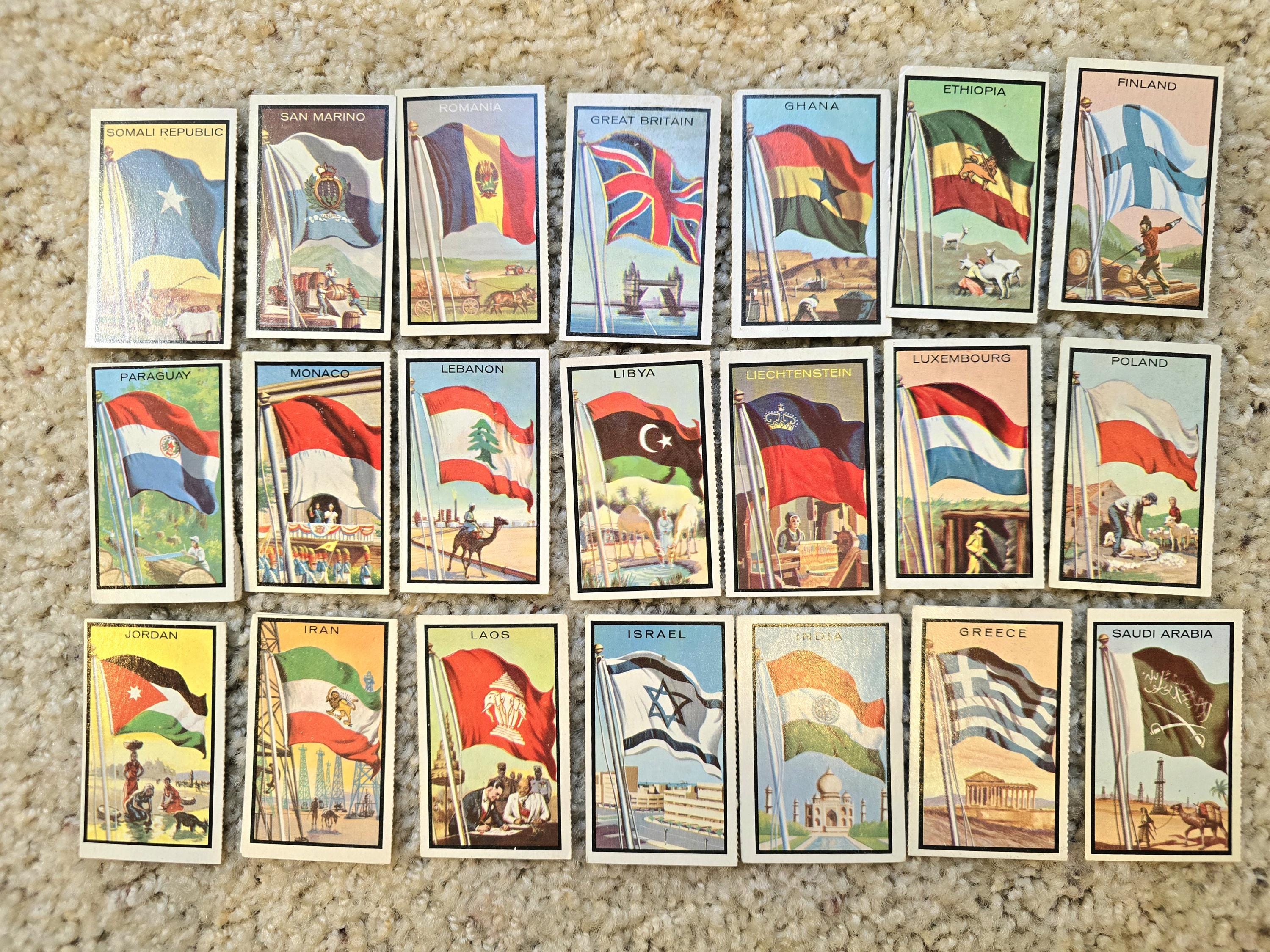 20 Vintage Cigarette Tobacco Country Flags Trading Cards Printed in USA ...