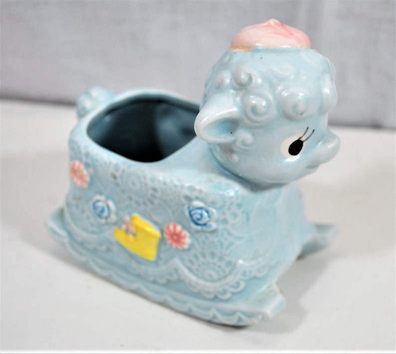 Napco Baby Lamb Planter Blue Napcoware Rocking Ceramic - Etsy