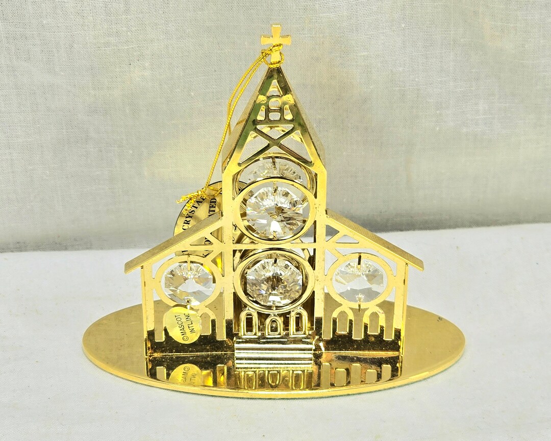 Crystal Delight 24KT Gold Plated Metal & Austrian Crystal Mascot Church ...