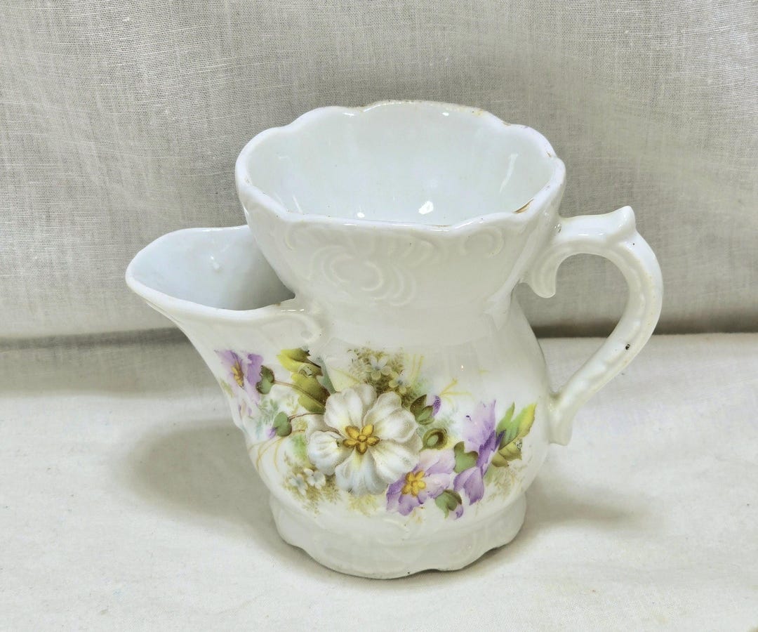 Vintage Porcelain Ceramic Shaving Scuttle Cup Painted Mustache China ...