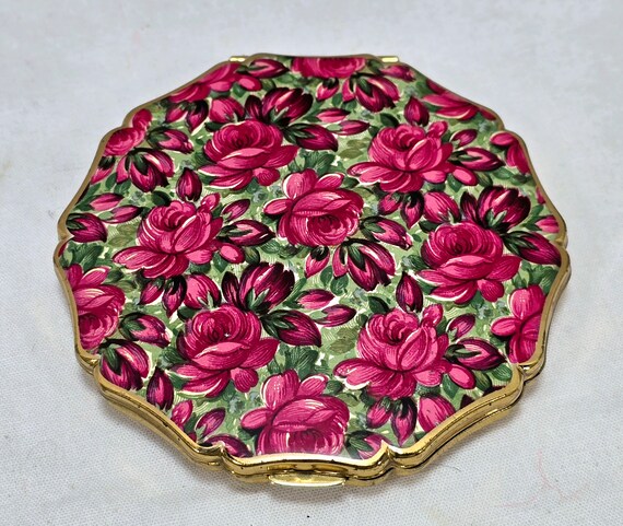 Stratton Powder Compact, Vintage Red Roses Flowers, M… - Gem