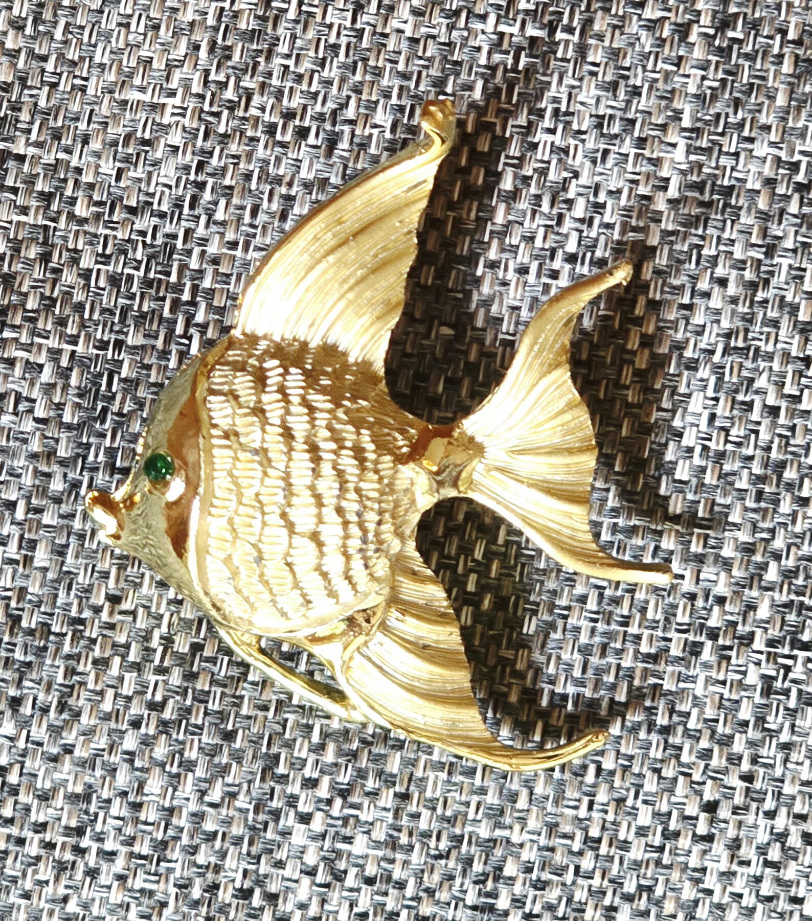 Vintage Angel Fish or Fish Pin Brooch in Gold Tone With a Blue ...