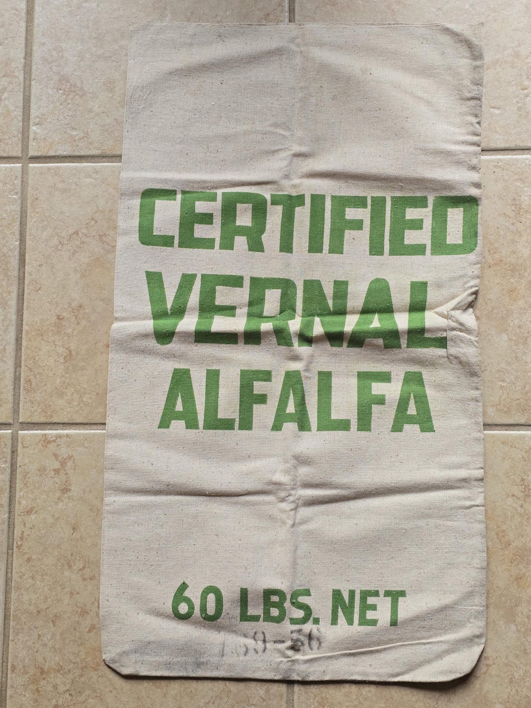 Vintage Advertising Seed Bag - Certified Vernal Alfalfa, 60 Pound Bag ...