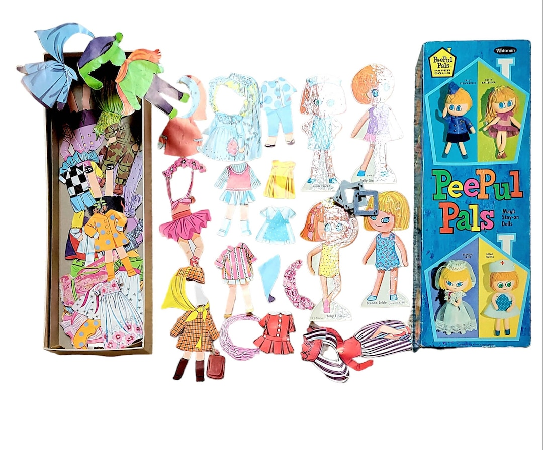 Vintage Peepul Pals Paper Dolls 1960s Mid Century Magic Stay-on Dolls ...