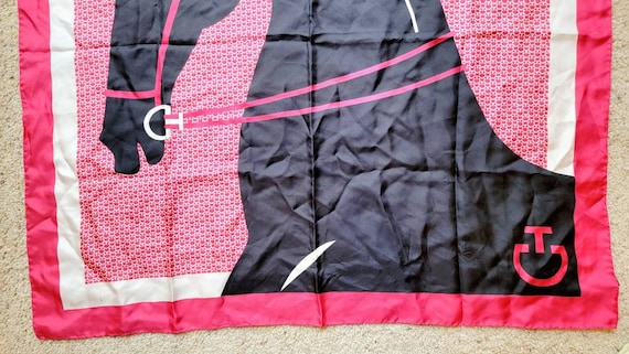 CT Horse Silk Scarf, Women's Equestrian Light Red Bla… - Gem