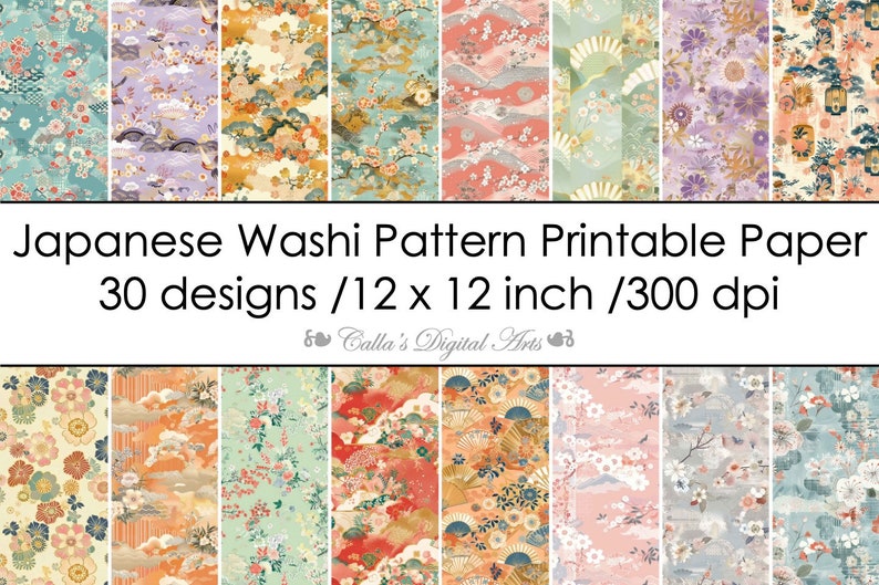 Japanese Washi Chiyogami Printable Paper Seamless Pattern Digital Arts ...