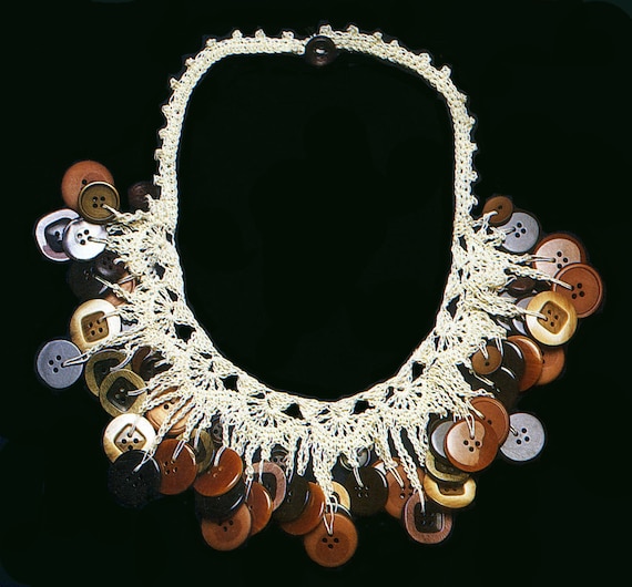 Brown Button Necklace Crocheted Necklace PATTERN / - Etsy