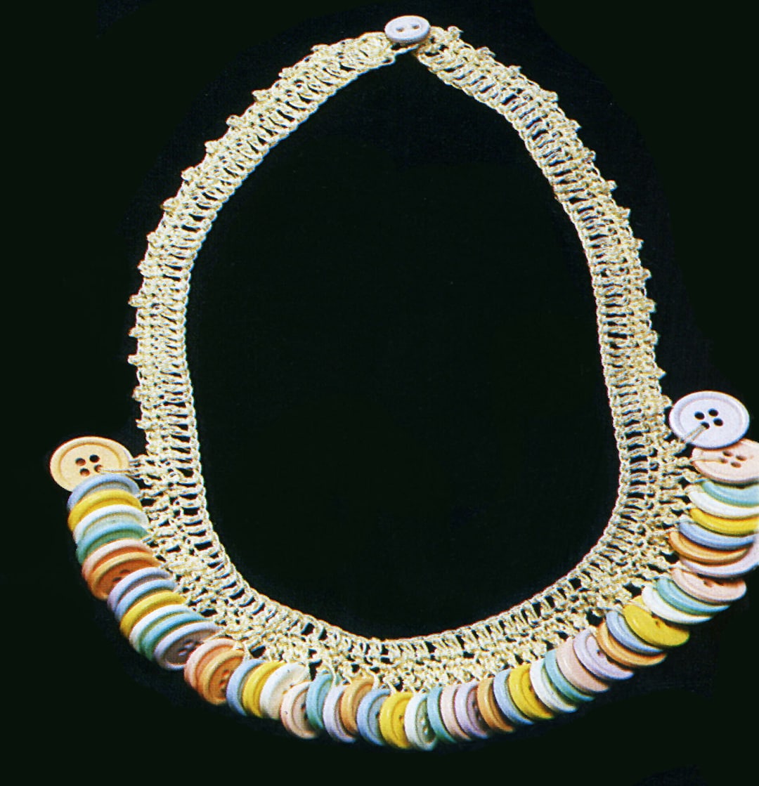 Crocheted Button Necklace - Pastel Jewelry PATTERN / INSTRUCTIONS - Etsy