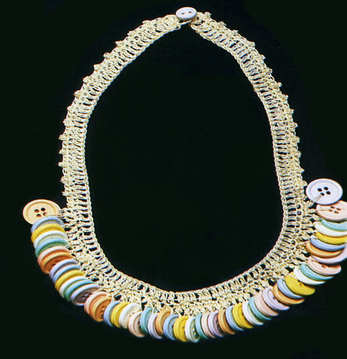 Crocheted Button Necklace - Pastel Jewelry PATTERN / INSTRUCTIONS - Etsy