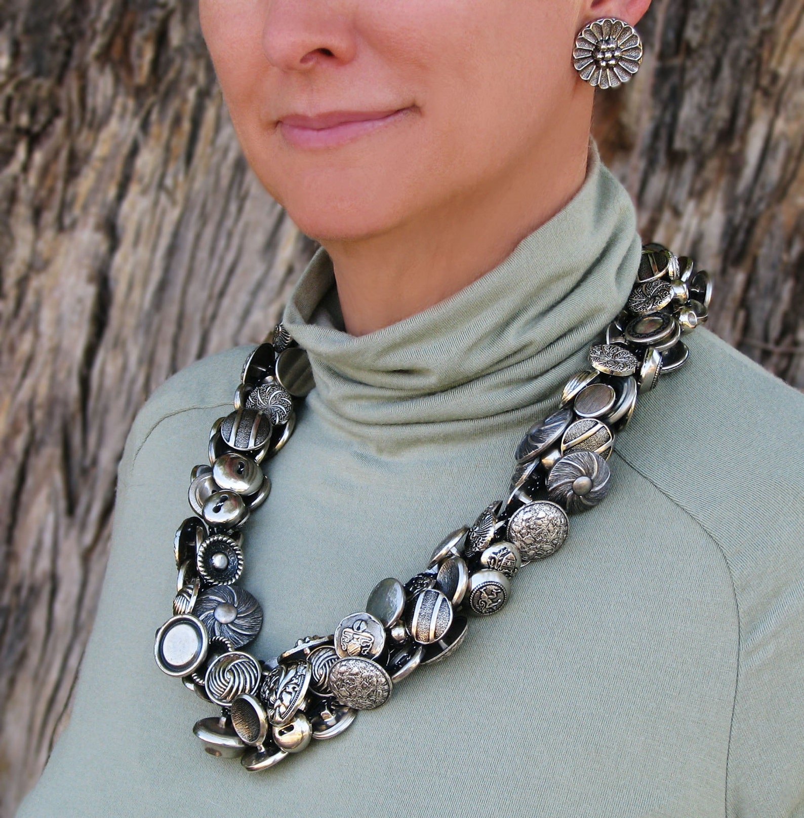 Silver Button Necklace Button Rope Necklace PATTERN / INSTRUCTIONS - Etsy