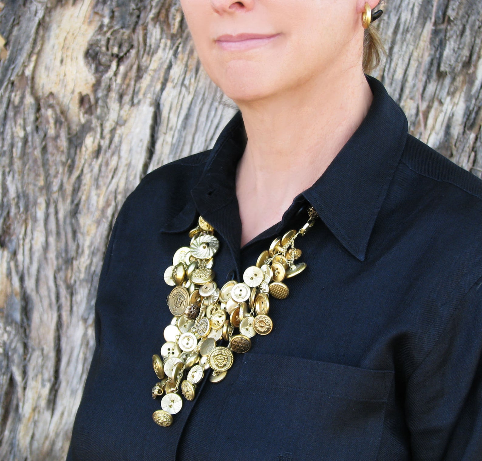 Gold Dangles Button Necklace Crochet Button Necklace PATTERN ...