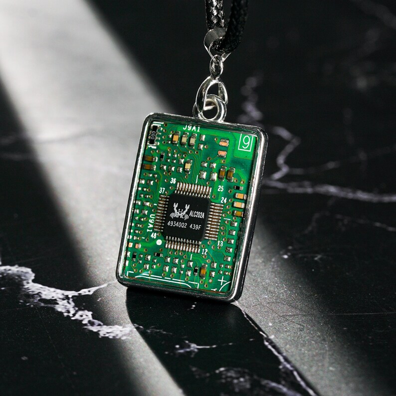 SALE50% Green Circuit Board Necklace Resin Recycled Motherboard ...