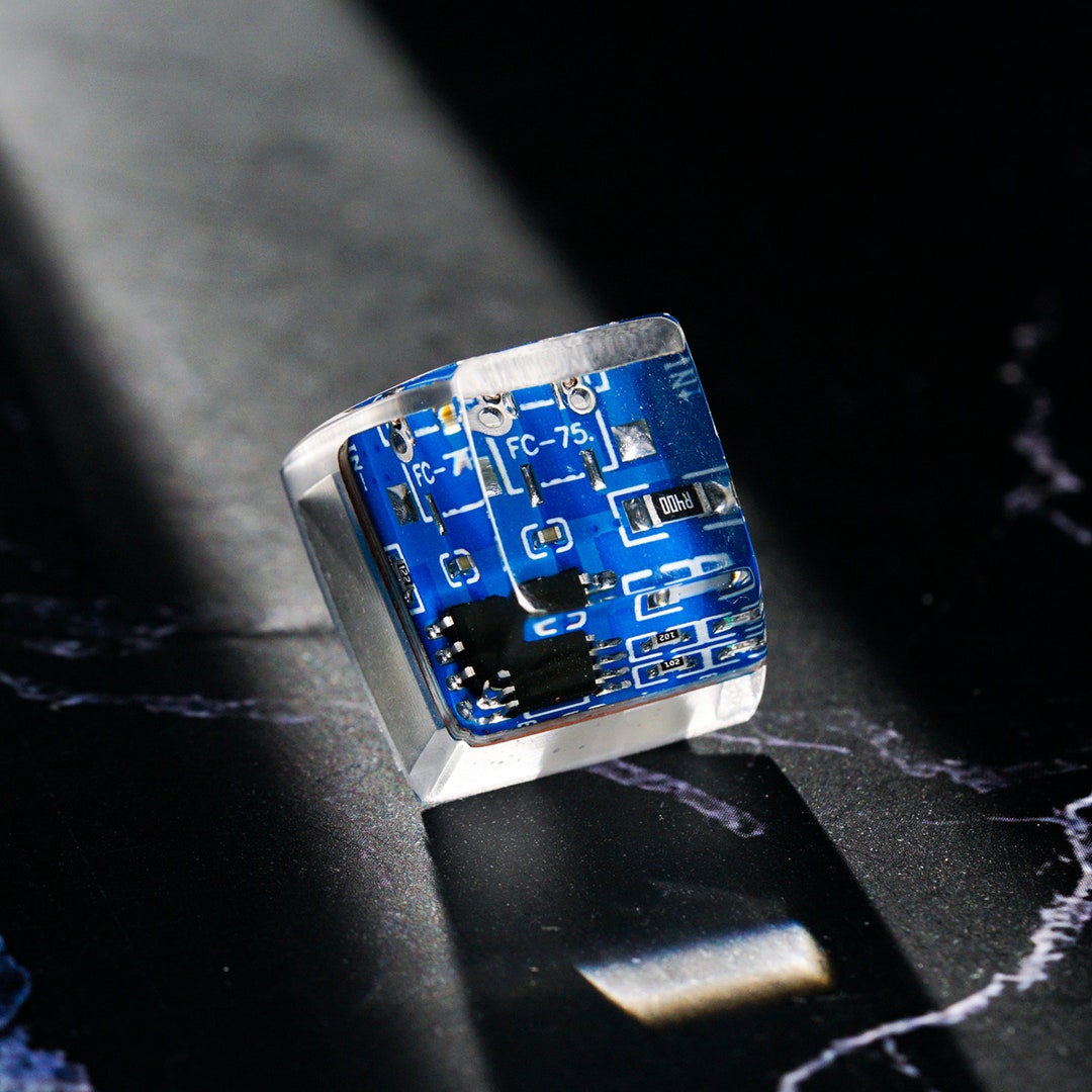 1u Blue Circuit Board Chip Keycap, Artisan Resin Keycap, Keycap for MX ...