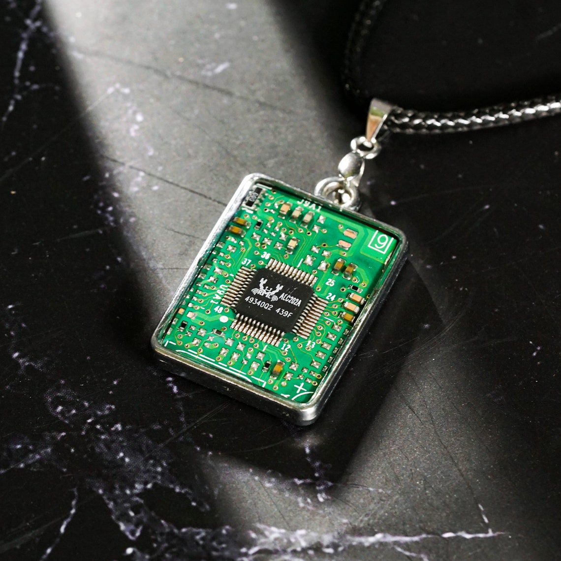 SALE50% Green Circuit Board Necklace Resin Recycled Motherboard ...