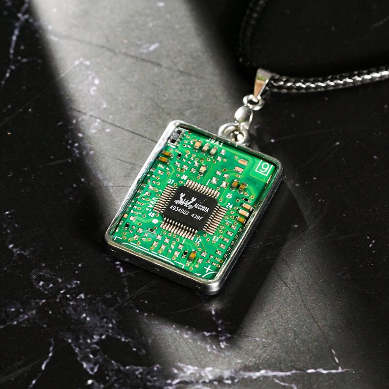 SALE50% Green Circuit Board Necklace Resin Recycled Motherboard ...