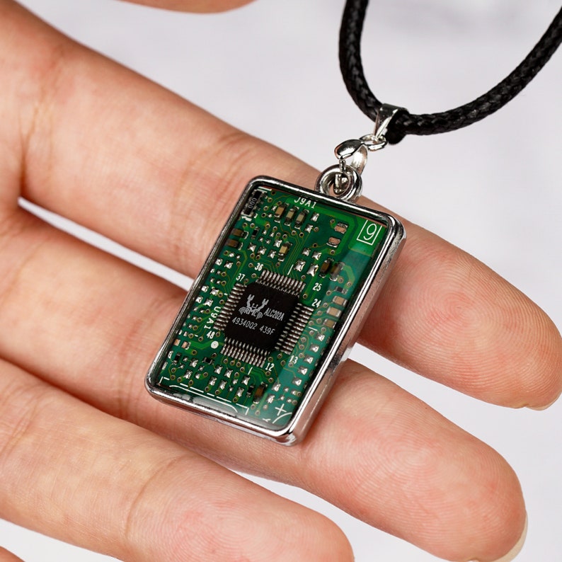 SALE50% Green Circuit Board Necklace Resin Recycled Motherboard ...