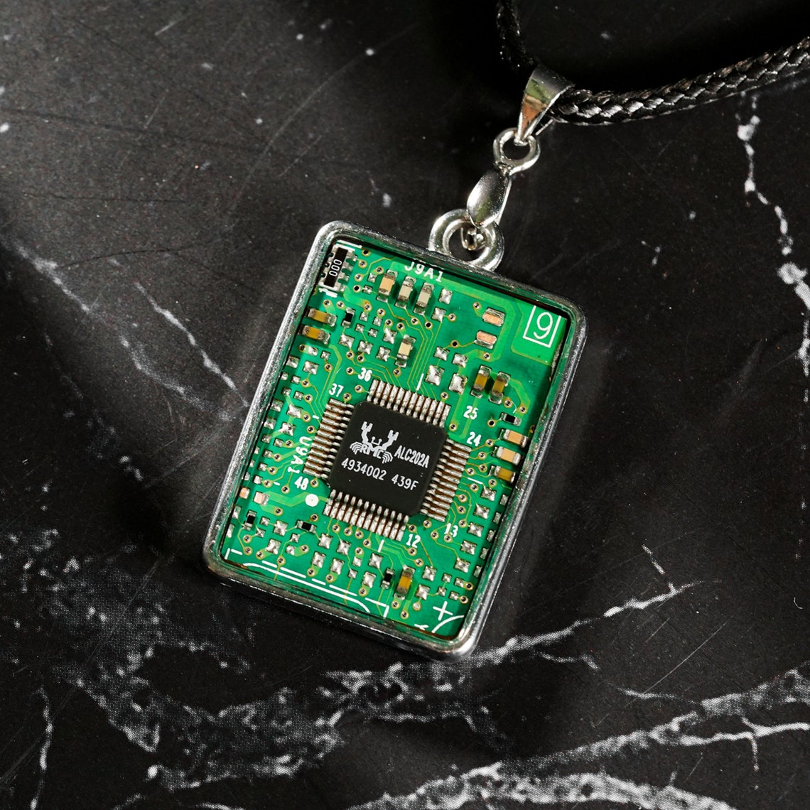 SALE50% Green Circuit Board Necklace Resin Recycled Motherboard ...