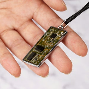 SALE 50% Circuit Board Necklace Resin Recycled Motherboard Necklace ...