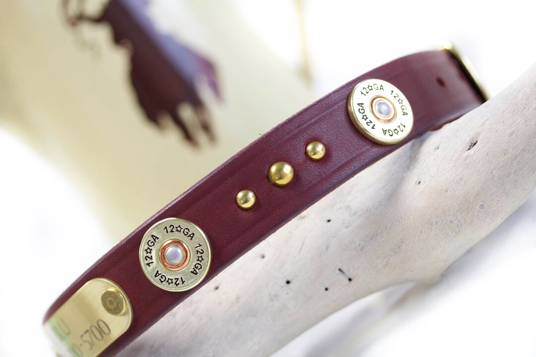12 Gauge Concho Leather Dog Collar, Personalized Hunting Collar - Etsy