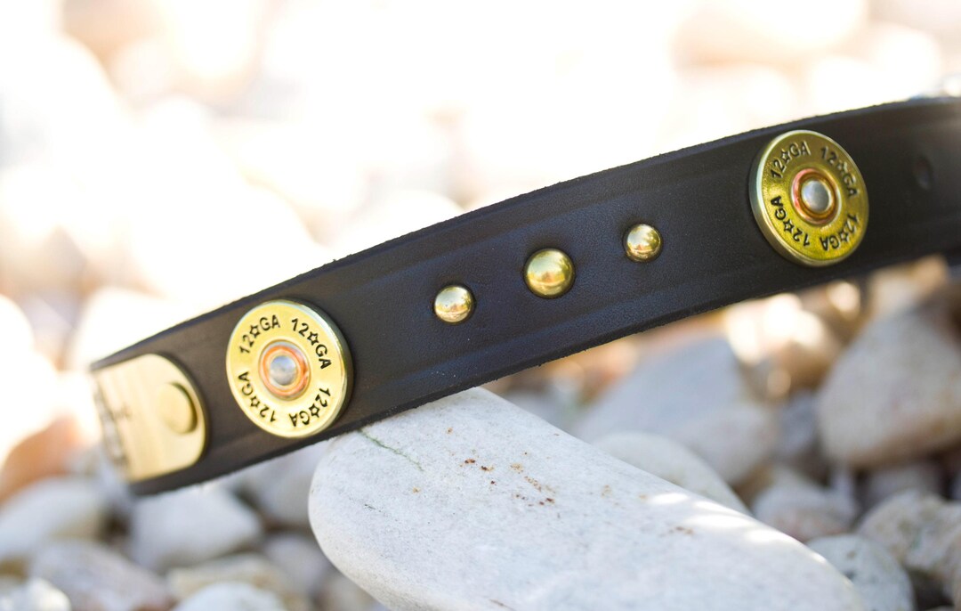12 Gauge Concho Leather Dog Collar, Personalized Hunting Collar - Etsy