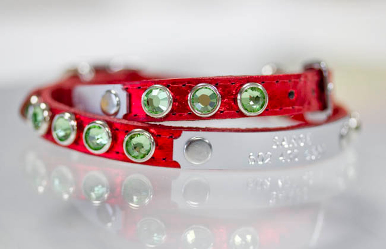 Red Leather Dog Collar, Metallic Red Dog Collar, Dog Collar With Name ...