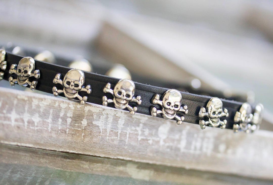 Leather Skull Dog Collar, Personalized Biker Motorcycle Collar - Etsy