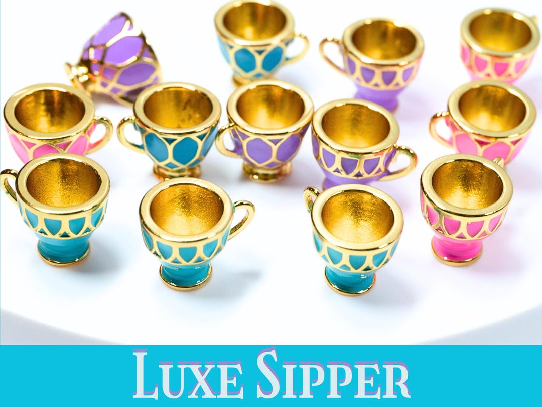 Dainty Gold-plated Tea Cup Beads - Choose Your Style & Color - Perfect ...