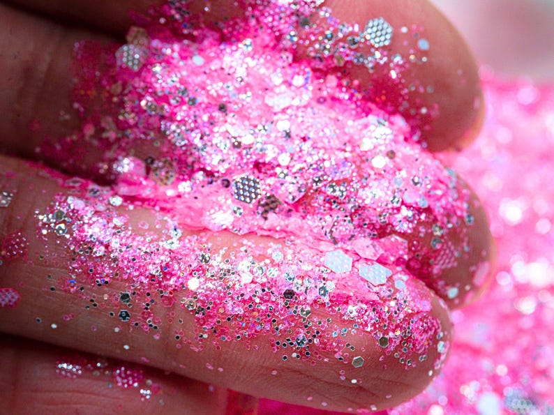 Hot Pink Iridescent Hexagon Glitter for Resin Crafts Slime Nail Art ...