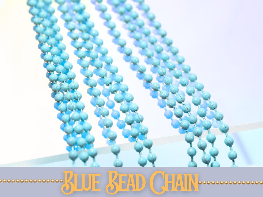 Baby Blue Ball Chain Necklace - 24 Inches Long - 4 Chains With ...