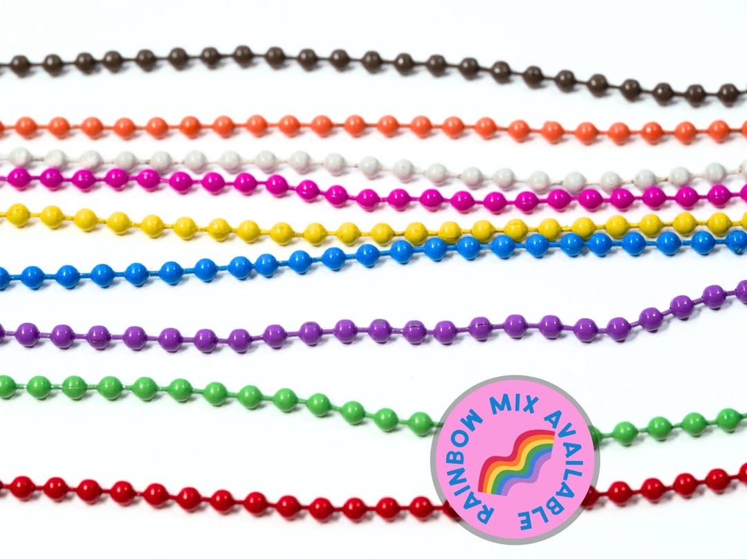 Colorful Ball Chain Necklaces - 24 Inches Long - 4 Single-color Chains ...