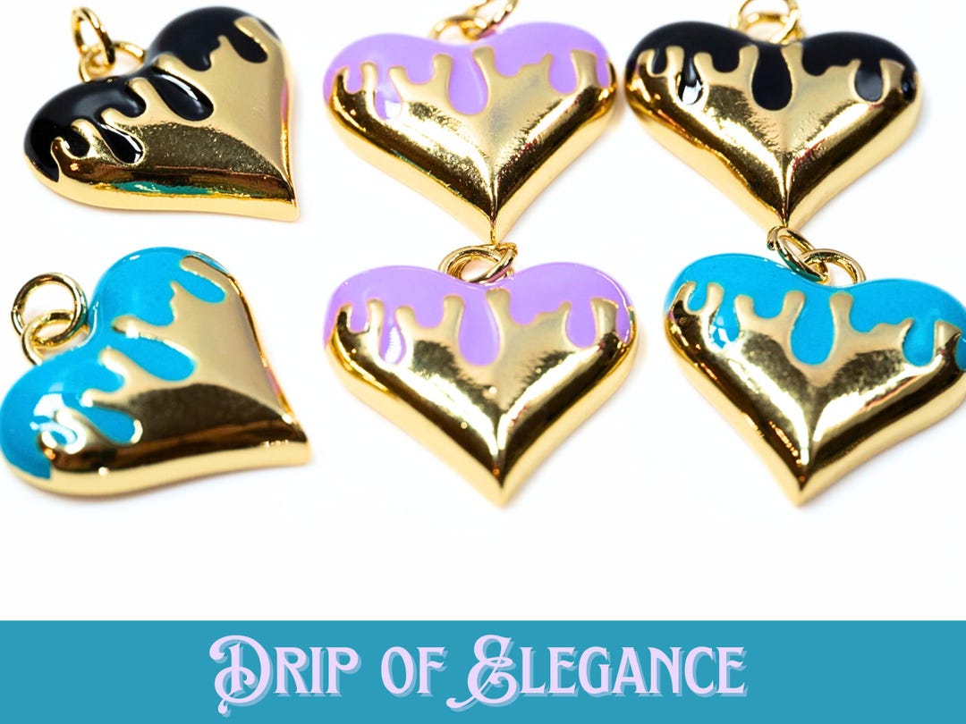 Drippy Heart Charms in 18K Gold Plating - Versatile Jewelry Making ...