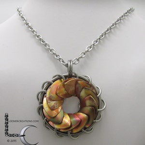 Chainmaille Necklace - Flame Painted Copper Steampunk Scalemaille ...