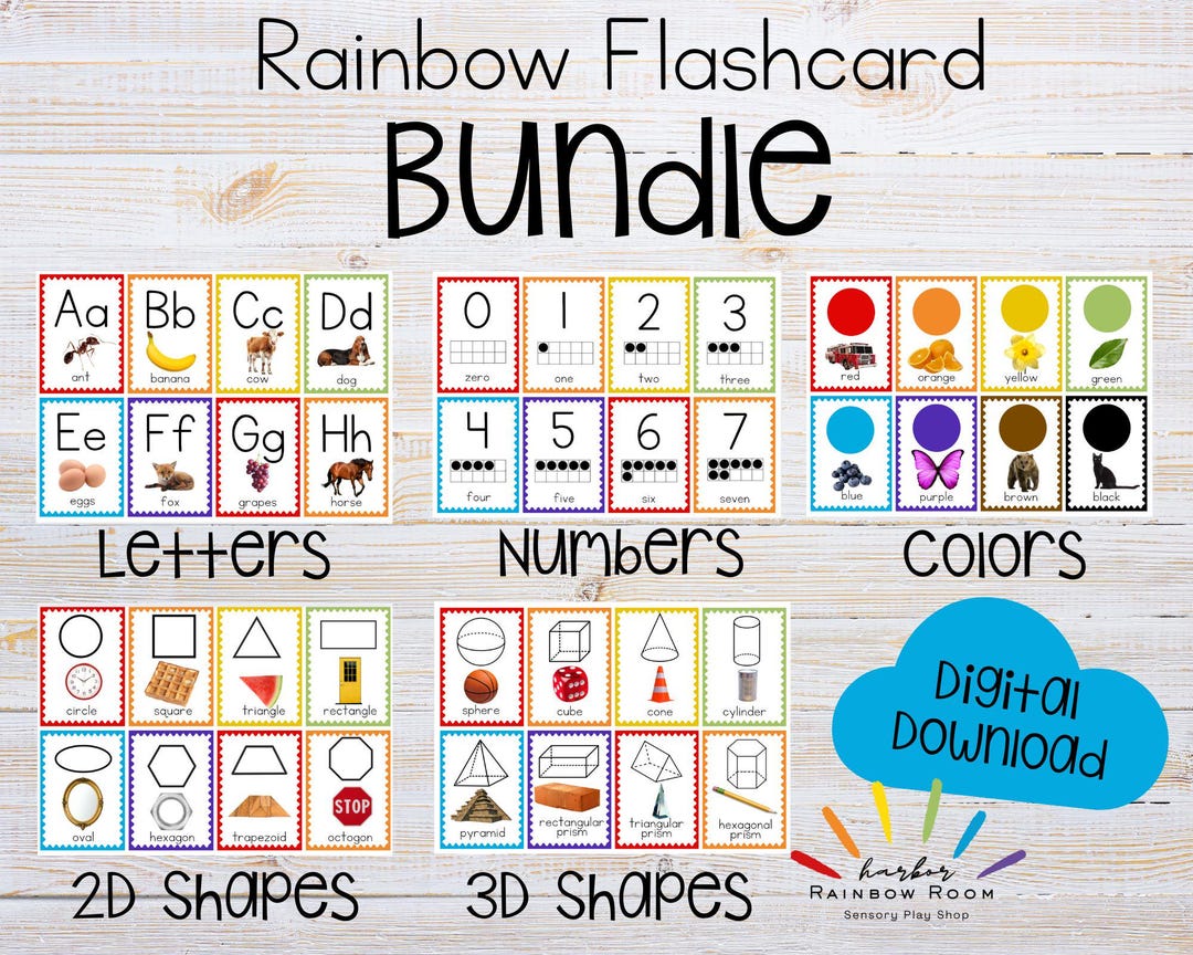 Printable Flashcards Bundle for Preschool | Alphabet, Numbers, Colors ...