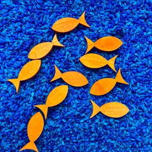 Fish Pond Rice Sensory Bin Filler With Toy Fish & Bucket – Sensory Play ...