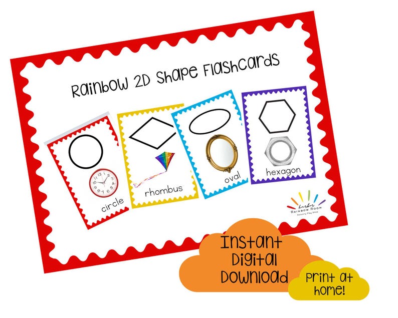 2D Shape Flashcards for Kids | Printable Geometry Shapes | Digital ...