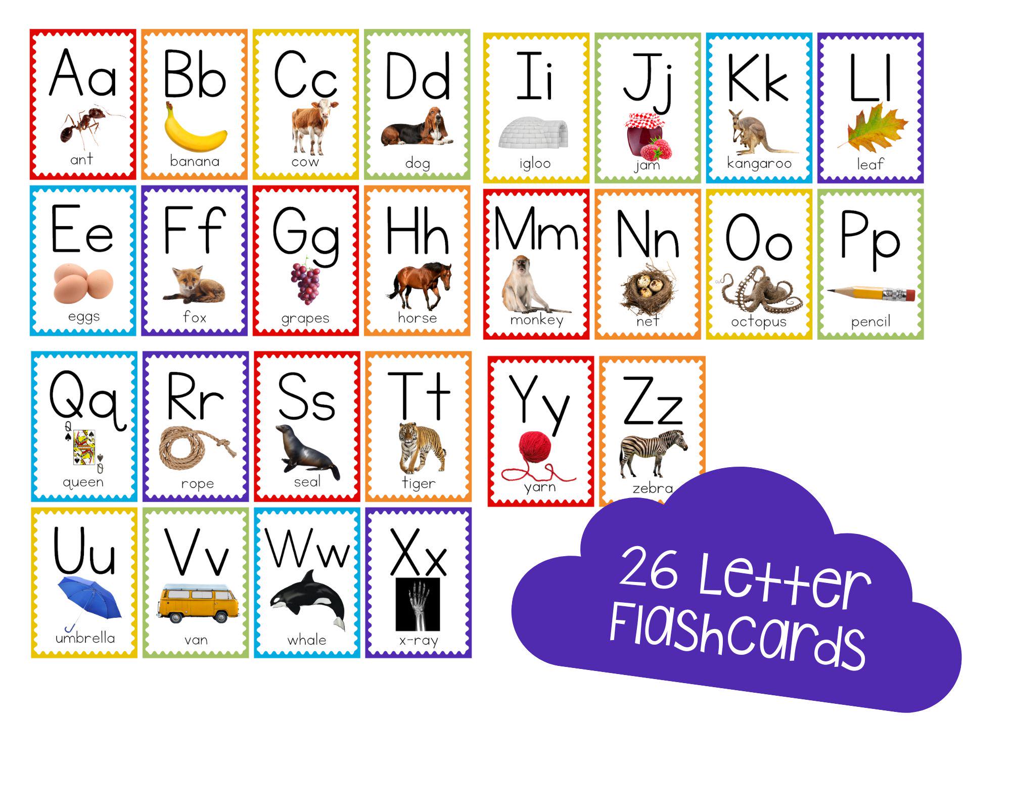 Printable Flashcards Bundle for Preschool | Alphabet, Numbers, Colors ...