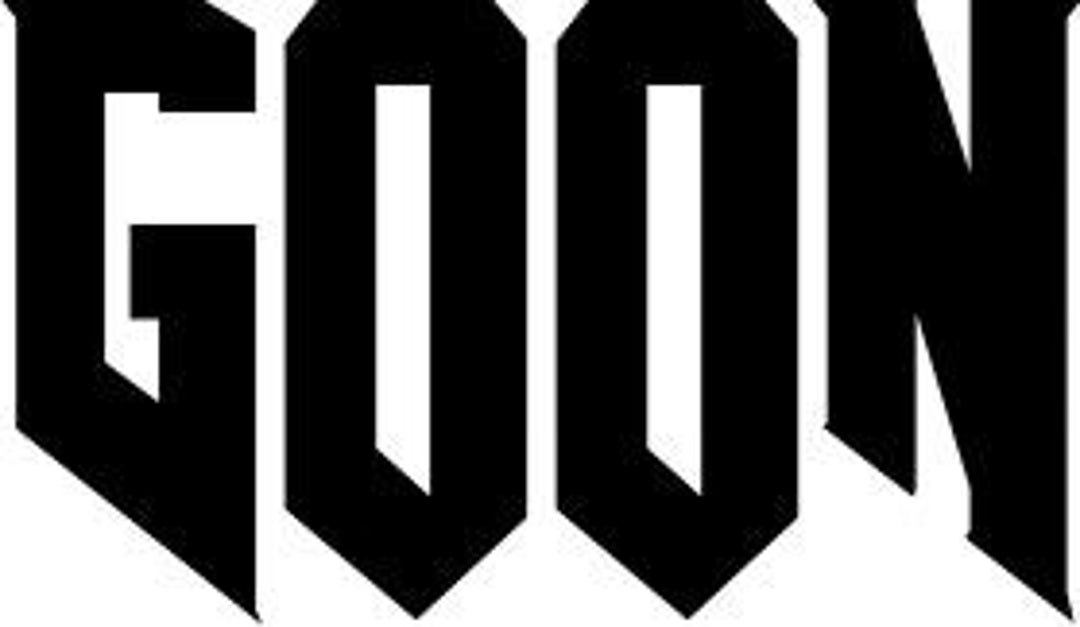 Goon Doom Font Decal for Cars, Trucks, Hardhats, Mancave, Consoles, Etc ...
