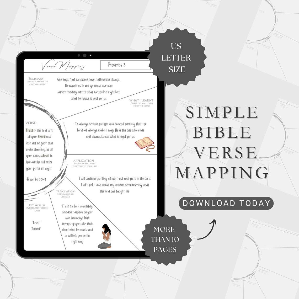 Bible Verse Mapping Printable Template, Bible Study Guide, Bible Study ...