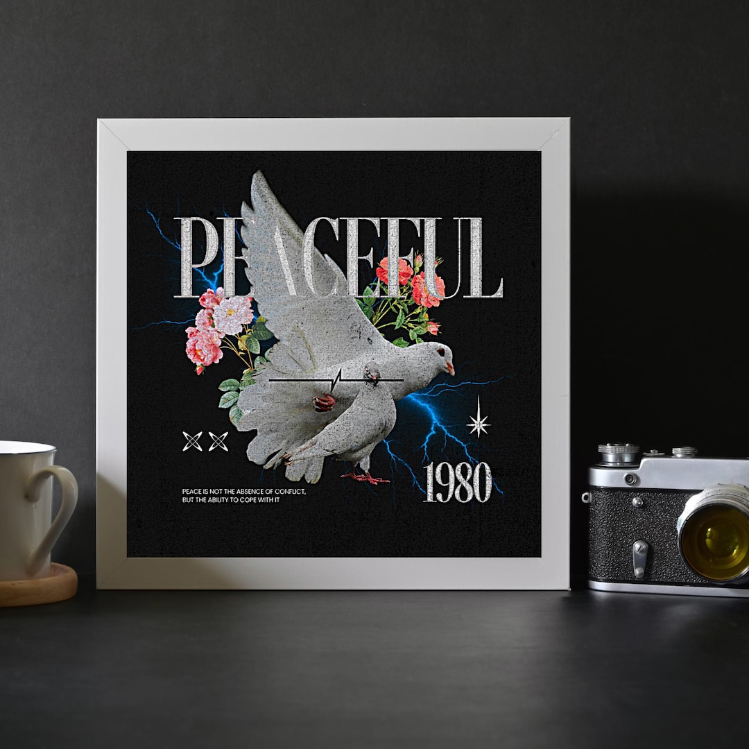 Peaceful Dove Poster, Modern Wall Art, Dove of Peace Print, Bold ...
