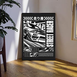 Japanese Street Racing - Wall Art - Retro Car Artwork for Garage Decor ...